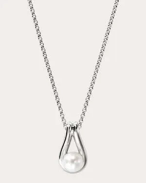 John Hardy Cultured Pearl Surf Pendant Necklace - Silver