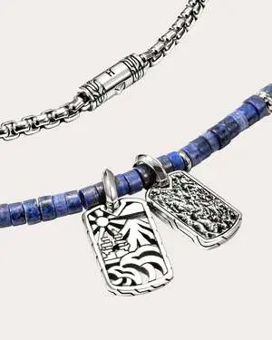 John Hardy Lapis Lazuli Heishi Tag Pendant Necklace
