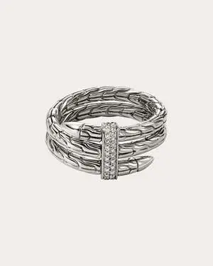 John Hardy Sterling Diamond Wide Spear Ring - Silver