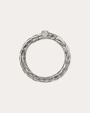 John Hardy Sterling Diamond Wide Spear Ring