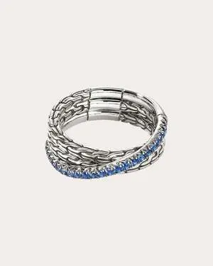 John Hardy Sapphire Pavé Crossover Ring - Silver