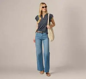Adrianna Papell Flutter Sleeve Notch Neck Top