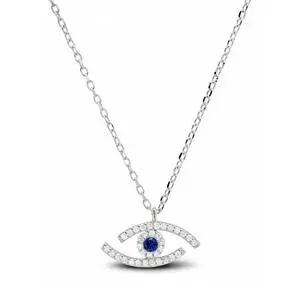 KYLIE HARPER Abstract Evil Eye Pendant Necklace In Sterling - Silver
