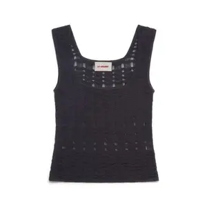 LA GRANNI Marsito Top Asymmetrical Zig-zag Knit - Black