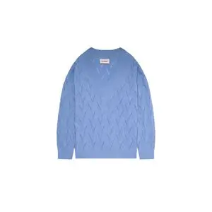 LA GRANNI Oversized V-neck Jumper With Wheat Branch Detailing