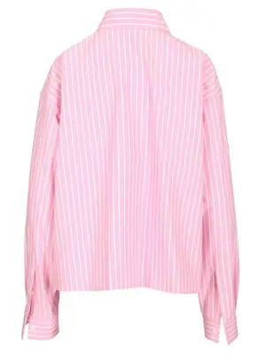 Balenciaga Striped Cotton Shirt With Embroidered Logo