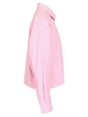 Balenciaga Striped Cotton Shirt With Embroidered Logo