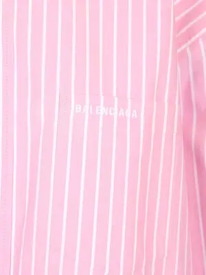 Balenciaga Striped Cotton Shirt With Embroidered Logo