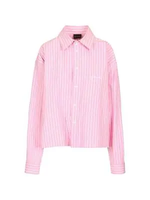 Balenciaga Striped Cotton Shirt With Embroidered Logo