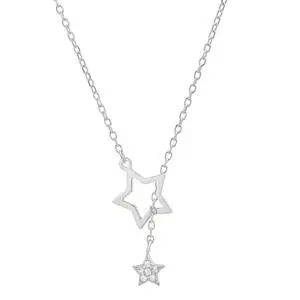 KYLIE HARPER Diamond Cz Dangling Stars Lariat Y Necklace In Sterling - Silver