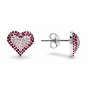 KYLIE HARPER Pavé Pink Sapphire Puffed Heart Earrings In Sterling - Silver