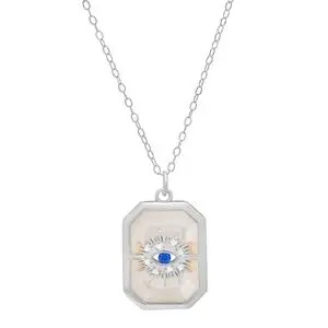 KYLIE HARPER Genuine Mother Of Pearl Evil Eye Medallion Pendant In Sterling - Silver