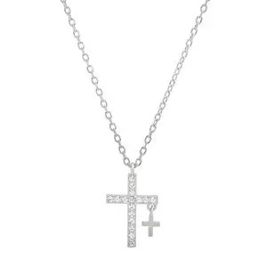 KYLIE HARPER Sterling Double Cross Pendant Necklace - Silver