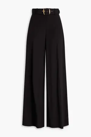 Zimmermann Belted Crepe De Chine Wideleg Pants