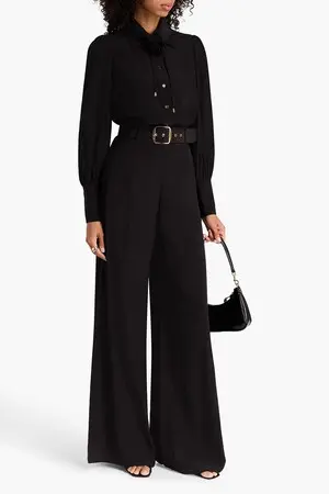 Zimmermann Belted Crepe De Chine Wideleg Pants