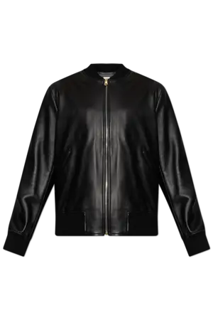 Paul Smith Leather Bomber Jacket - Black