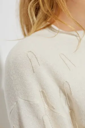 Fabiana Filippi Wool Sweater With Shimmering Fringes