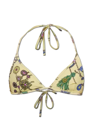 Versace Bikini Top With "broken Jewels" Print