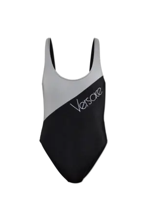 Versace Geometric Color Block One-piece Swimsuit