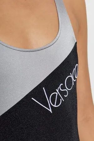 Versace Geometric Color Block One-piece Swimsuit