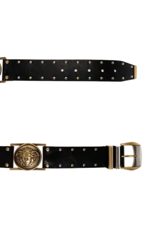 Versace Leather Belt With Studs
