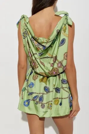 Versace Silk Dress With "broken Jewels" Print