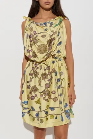 Versace Silk Dress With "broken Jewels" Print