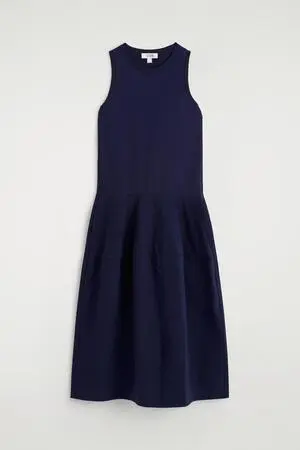 Cos Paneled Sleeveless Midi Dress - Navy