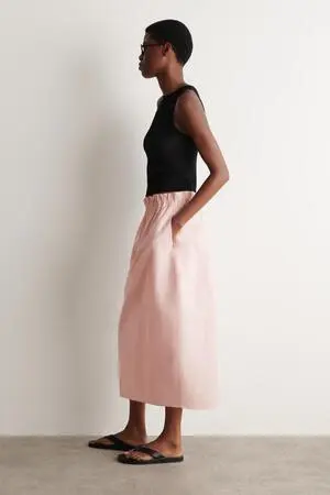 Cos Cotton-linen Balloon Midi Skirt - Pink