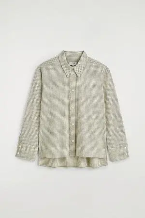 Cos Fringed Checked Linen-cotton Shirt - Beige