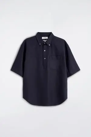 Cos Oversized Popover Shirt - Navy