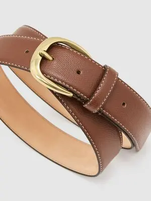 REISS Pebble Pierce Pebble Pebbled-leather Curved-buckle Belt