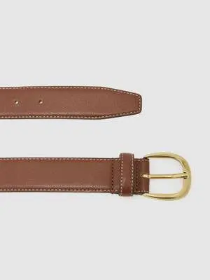 REISS Pebble Pierce Pebble Pebbled-leather Curved-buckle Belt