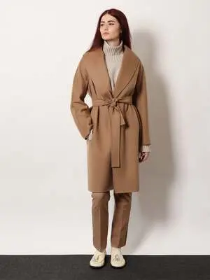 Max Mara Virgin Wool Belted Coat - Multicolor