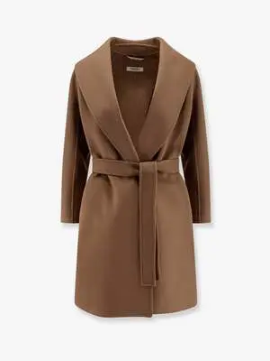 Max Mara Virgin Wool Belted Coat - Multicolor
