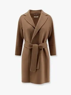 Max Mara Arona Virgin Wool Belted Coat - Multicolor