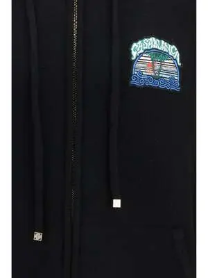 Casablanca Palm Tree Merino Wool Zip-up Hoodie