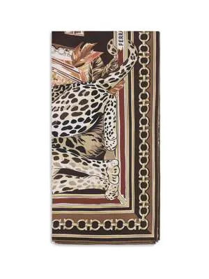FERRAGAMO Leopard-print Silk Scarf - Multicolor