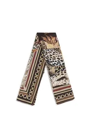 FERRAGAMO Leopard-print Silk Scarf - Multicolor