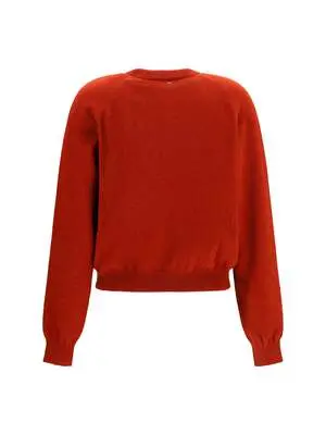 FERRAGAMO Crewneck Sweater With Leather Tie Cut-out Detail - Red