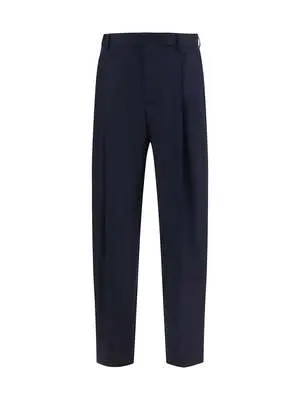 Dolce & Gabbana Flannel Trousers With Fabric Belt - Blue