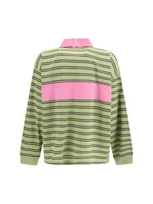Versace Striped Intarsia Cotton Polo With Embroidered Logo - Multicolor