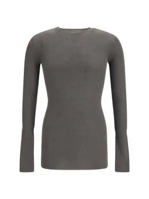 Rick Owens Rick Owens Slim Ribbed Long Sleeve Sweater Gray