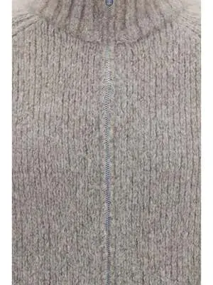 Brunello Cucinelli High-neck Zip Cardigan In Cashmere And Silk - Gray
