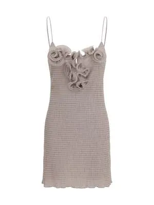 Magda Butrym Crêpe Mini Dress With Floral Appliqués - Cream