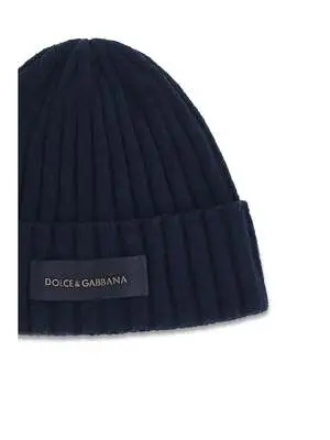 Dolce & Gabbana Wool Ribbed Beanie Hat - Blue