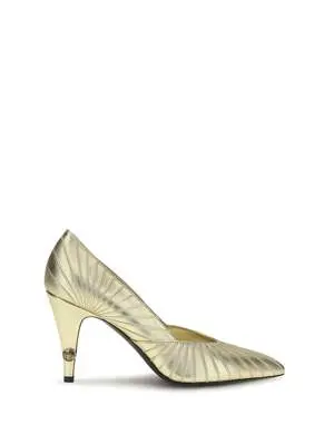 Versace Versace Metallic Leather Pointed Toe High Heel Pumps Gold