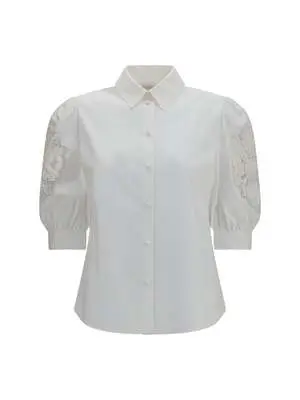 Valentino Garavani Shirt With Sangallo Lace Puff Sleeves - White