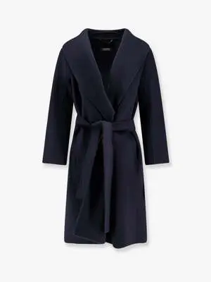 Max Mara Virgin Wool Belted Coat - Multicolor