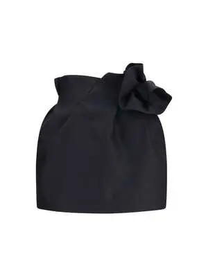 Magda Butrym Wool And Silk Mini Skirt With Floral Detail - Black